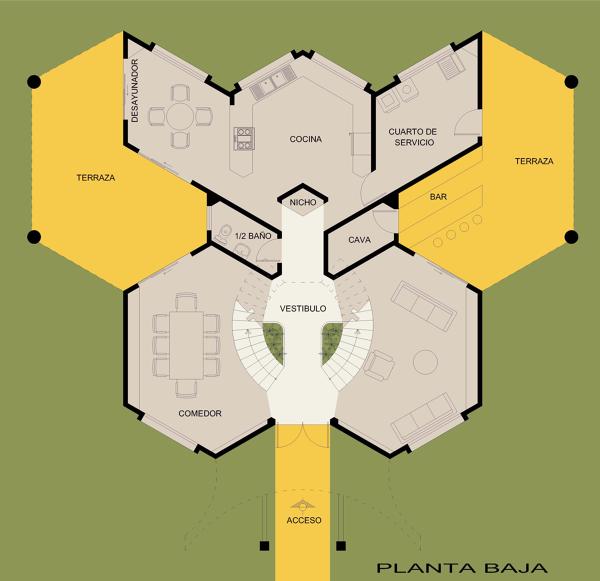 Foto: Planta Baja Casa Hexagonal de Casas de Elite #142677 - Habitissimo